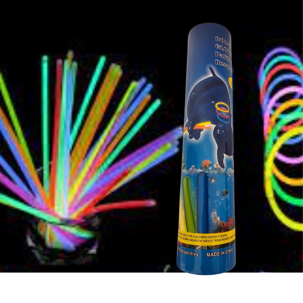 Pulseira Neon Alto Brilho Fluorescente Tubo C/100 Diversas Cores Brilha ...