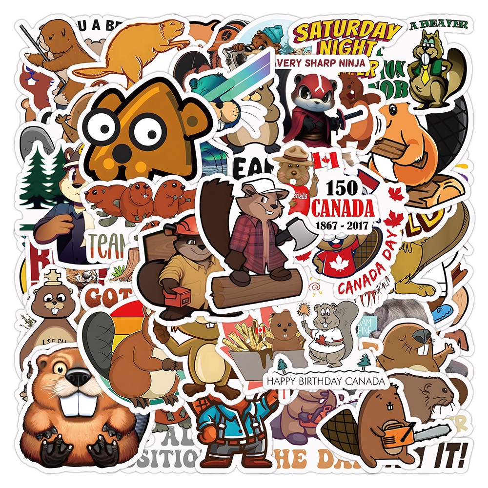 52 Folhas Autocolantes de Cartoon Beaver Cross-Border Novos ...