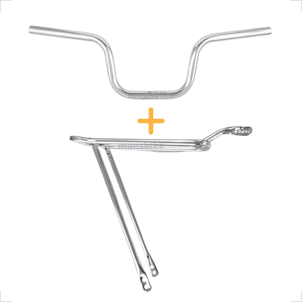 Kit Bagageiro Garuoa Bike Aro 20 à 26 Articulado Reto ou Rabetão + Guidão Alto Tipo Moto Cg ...