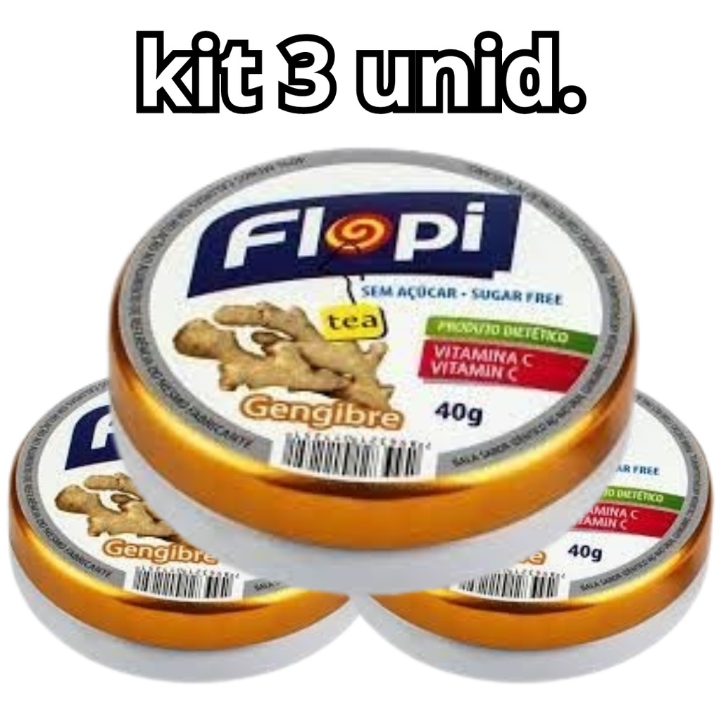 KIT 3 unid Bala Flopi Sabor Gengibre Sem Açúcar Florestal 40g | Shopee ...
