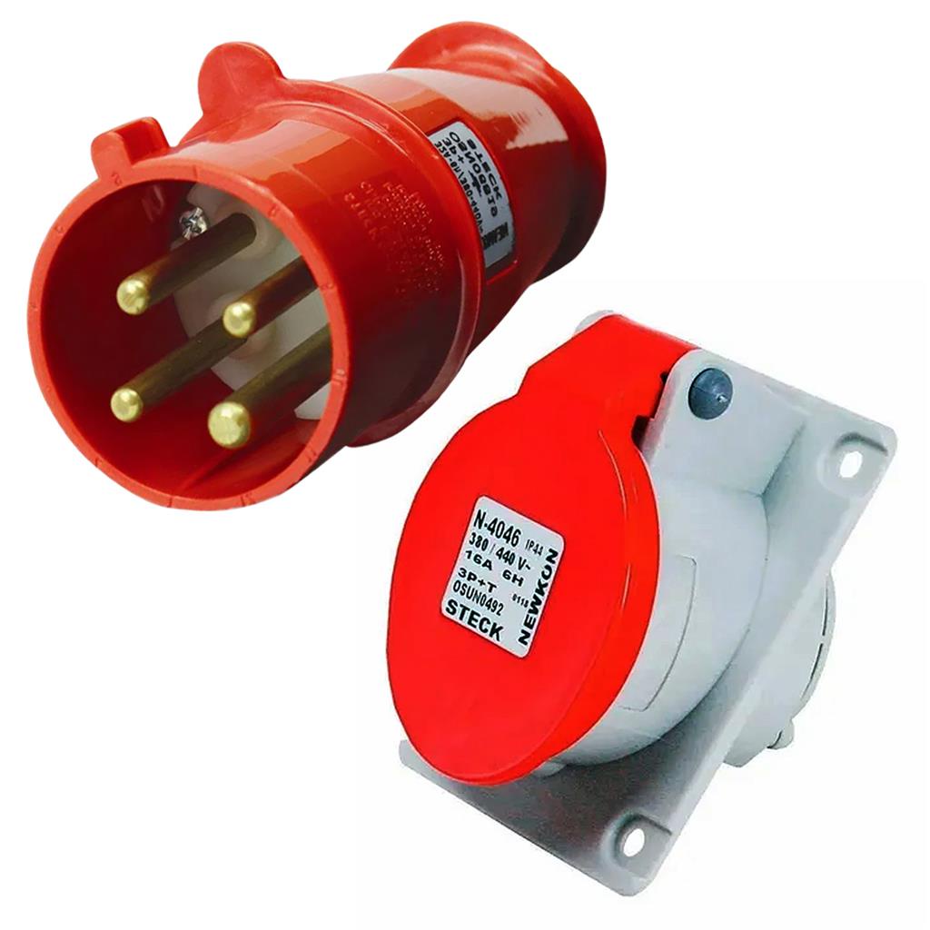Kit Tomada Embutir 16A N4046 + Plug Macho 3P+T 16A N4076 Steck | Shopee ...