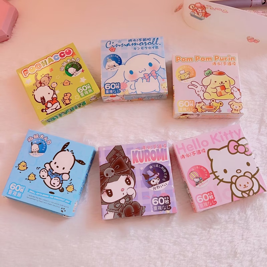 60pcs Box Cute Sanrio Handbook Sticker Set Kawaii Kuromi Adesivo De Pvc
