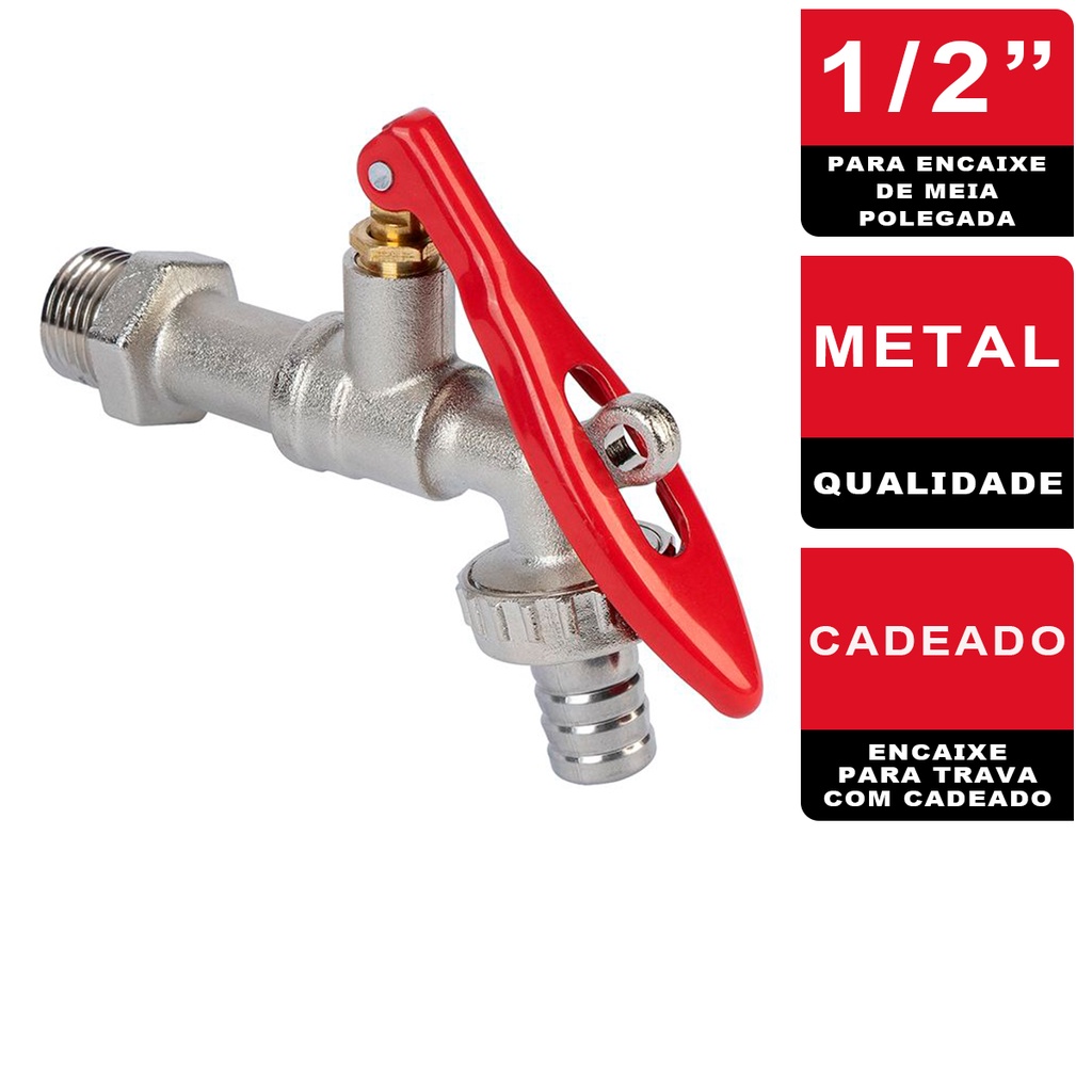 Torneira Meia Volta Para Tanque Jardim Com Porta Cadeado 1/2 | Shopee ...