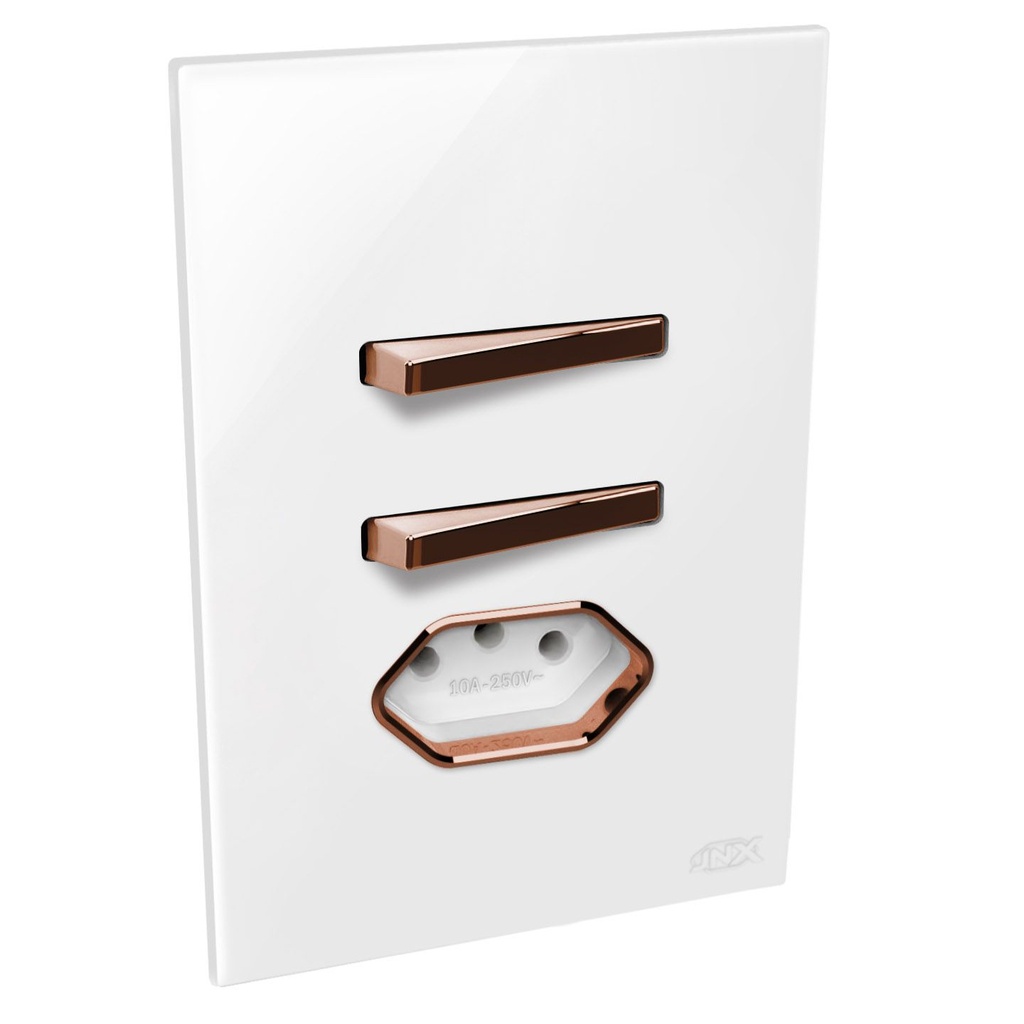 Conjunto 1 Simples + 1 Paralelo + 1 Tomada 20A - JNX Legacy R - Branco e Rose LBR32R | Shopee Brasil