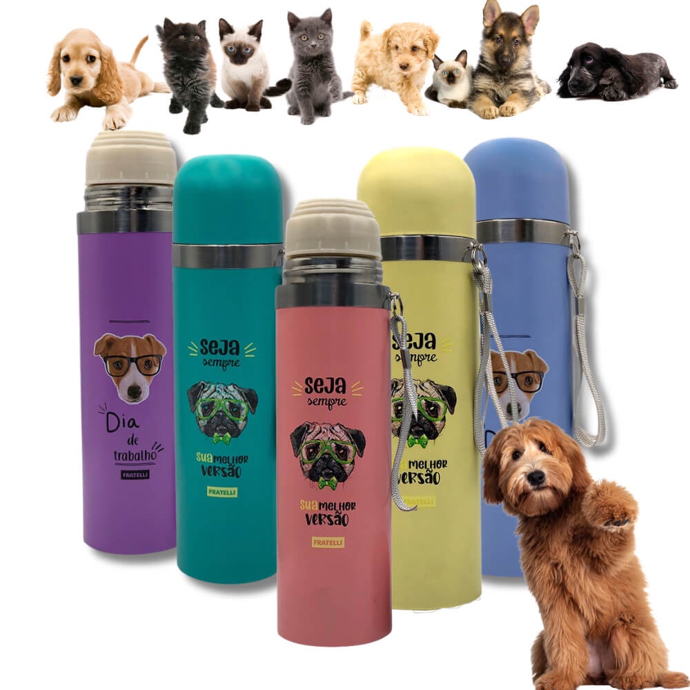 Garrafa Color Estampa Pet Inox 480ml Design Moderno. | Shopee Brasil