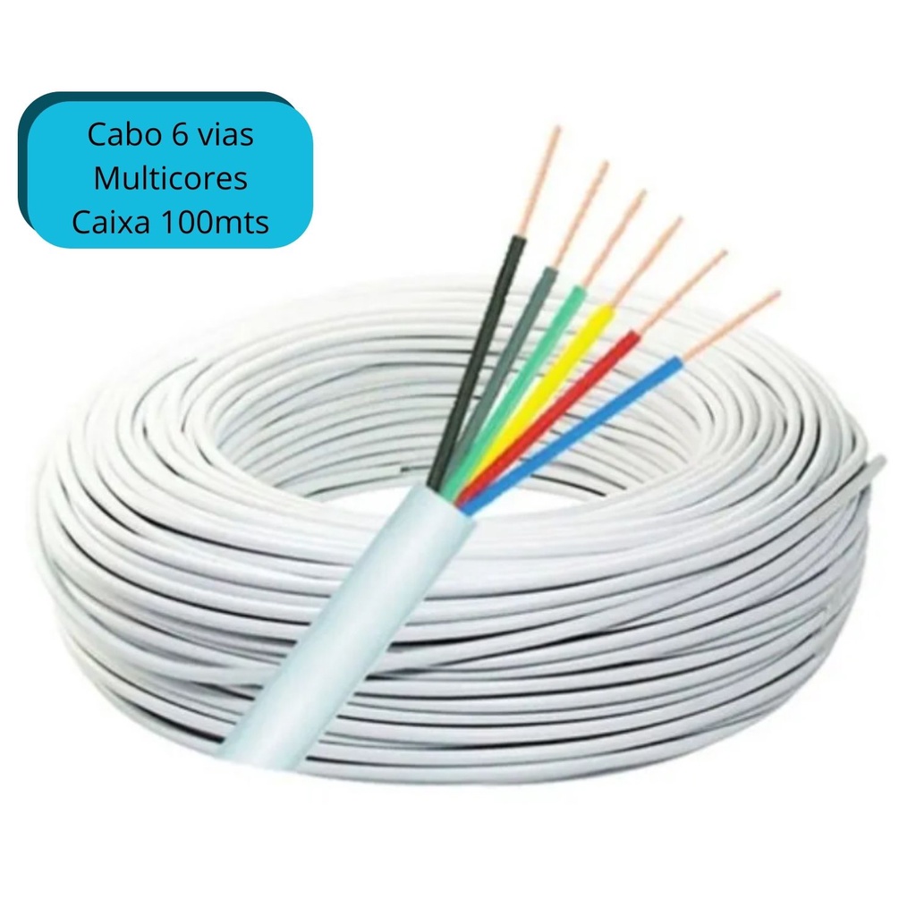Cabo 6 Vias 0,40mm Liga de Cobre Alarme Interfone 100 Metros | Shopee ...