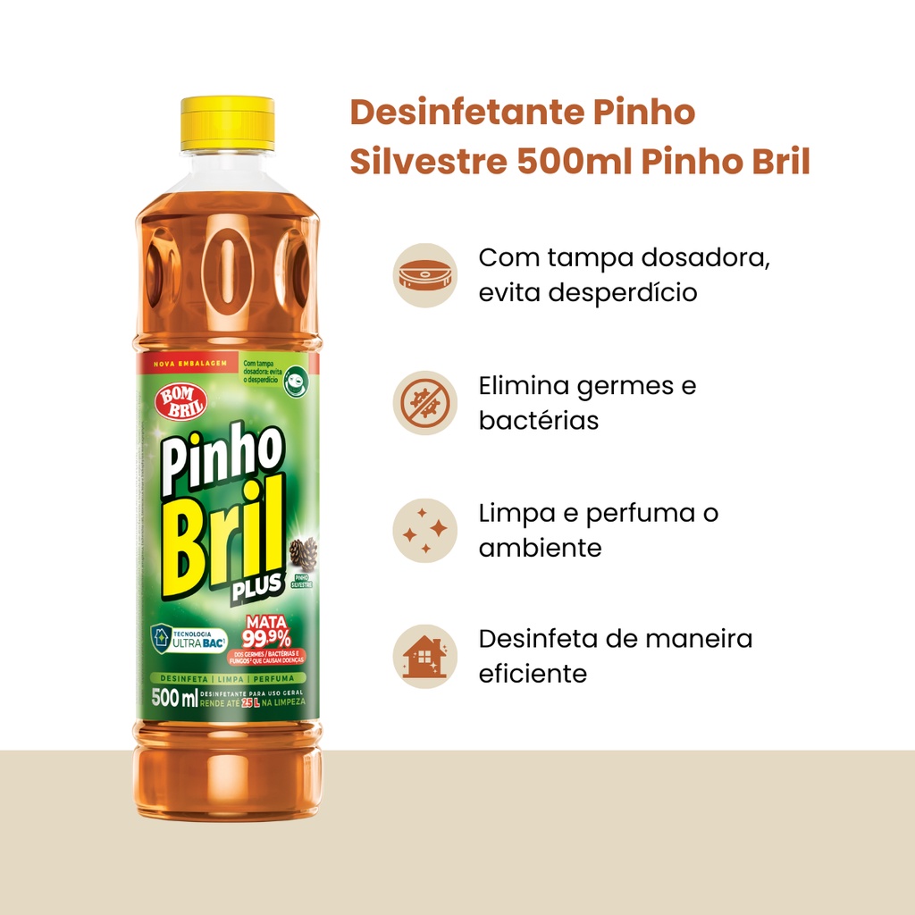 Desinfetante Diversas Fragrâncias Pinho Bril Bombril 500Ml | Shopee Brasil