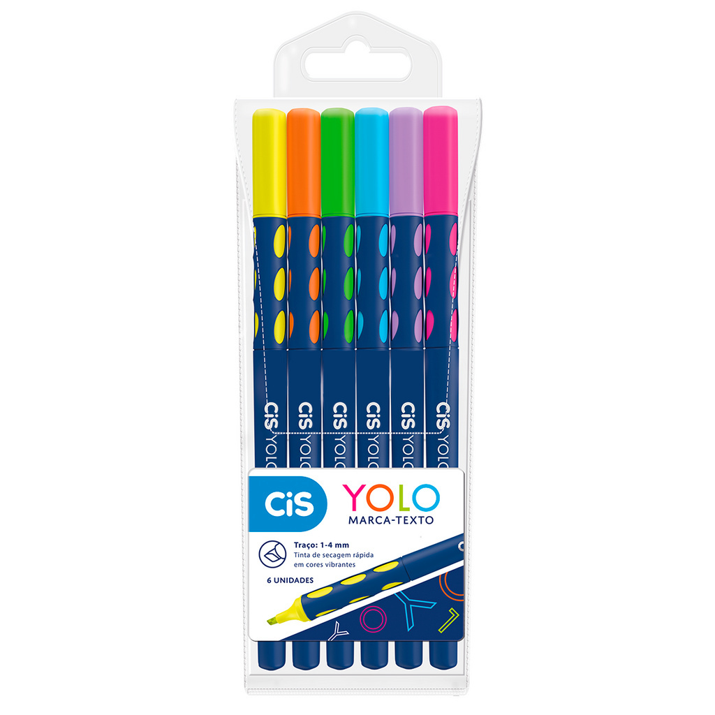 Conjunto Marca Texto Yolo 6 Cores vibrantes | Shopee Brasil