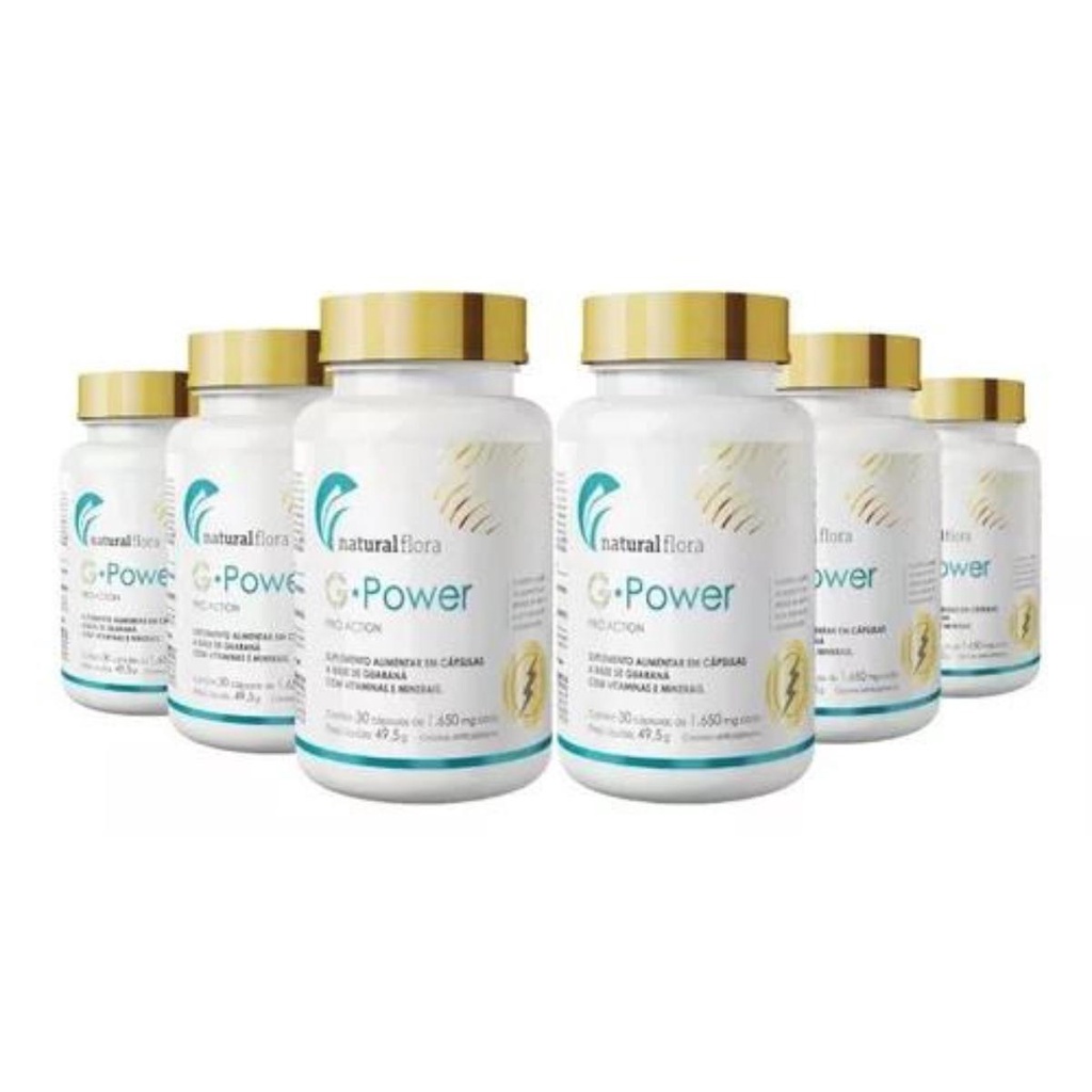 Kit 6 Suplemento G Power 1650 Mg 30 Caps Natural Flora | Shopee Brasil