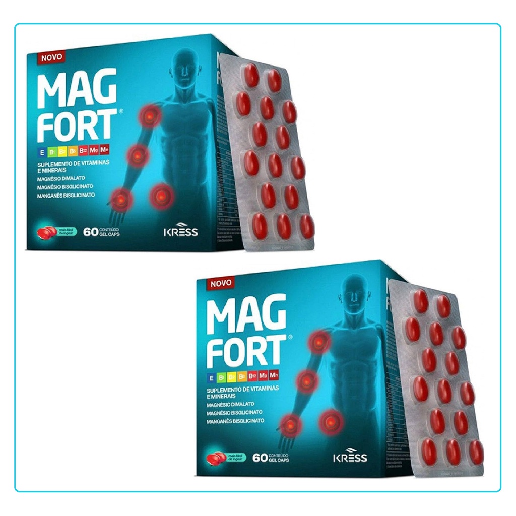 Kit 2 Suplemento Alimentar Mag Fort Com 60 Caps - Kress | Shopee Brasil