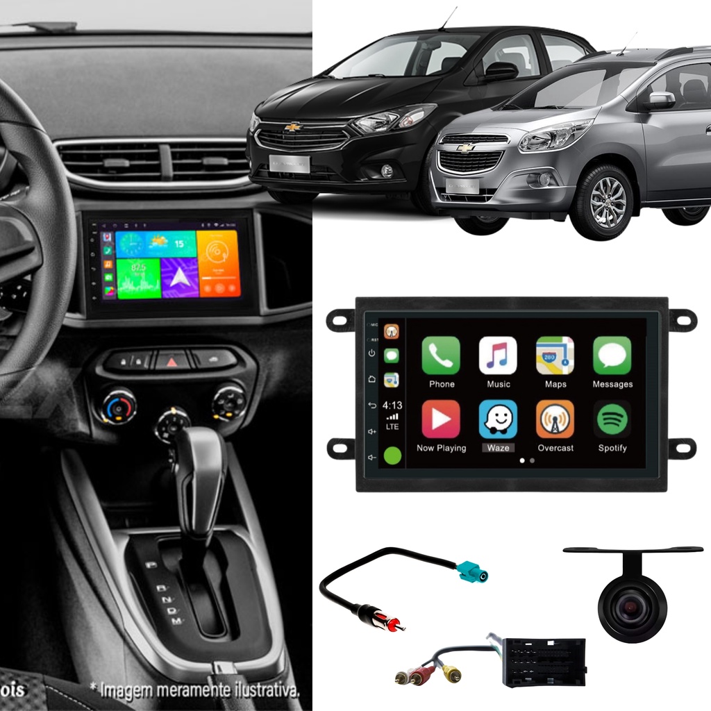 COMP Multimidia Onix/Prisma/Spin Android 12 Tela 7 Pol. HT-6023CA Bluetooth Android Auto e ...