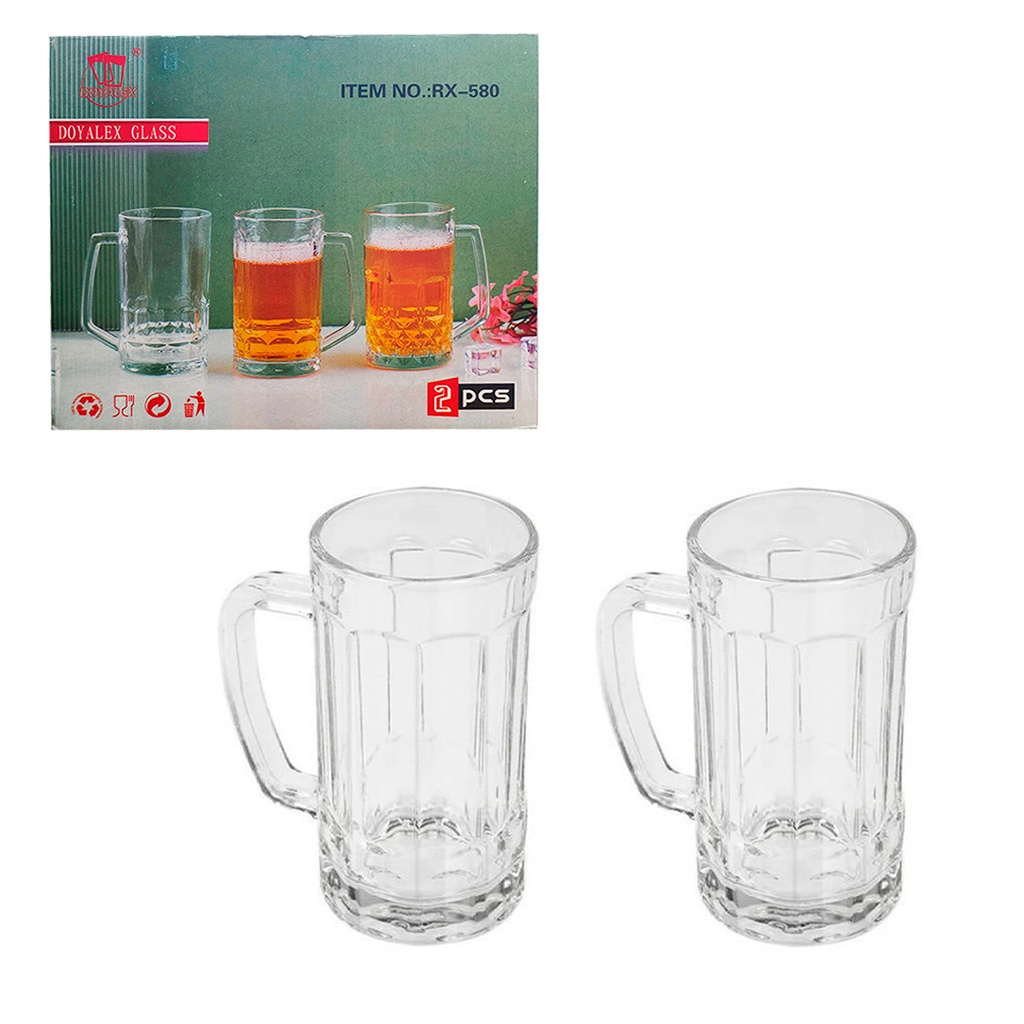 Jogo 2 Canecas Em Vidro Para Chopp 500mL | Shopee Brasil