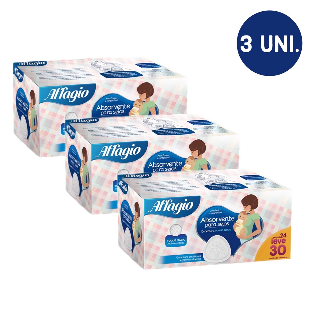 Kit 3 Pacotes Absorvente Para Seios Toque Suave Affagio | Shopee Brasil