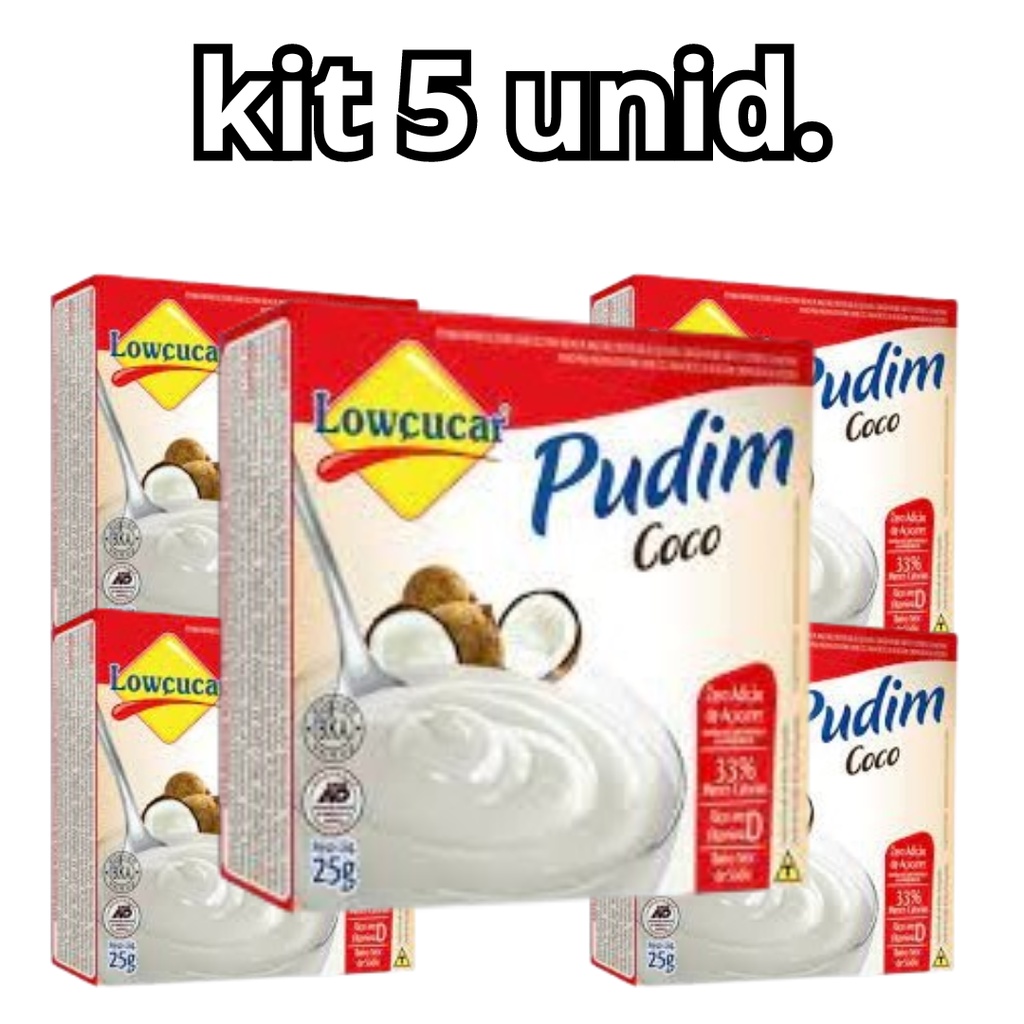 KIT 5 unid Pó para Pudim Sabor Coco Zero Lowçucar 25g | Shopee Brasil