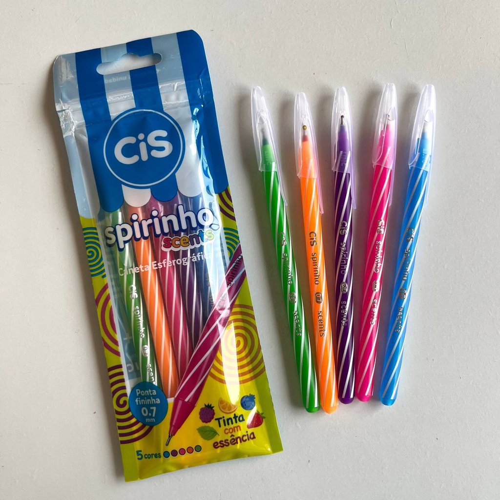 Caneta Esferográfica CiS Spirinho Scents 0.7 com Essência | Kit com 5 ...