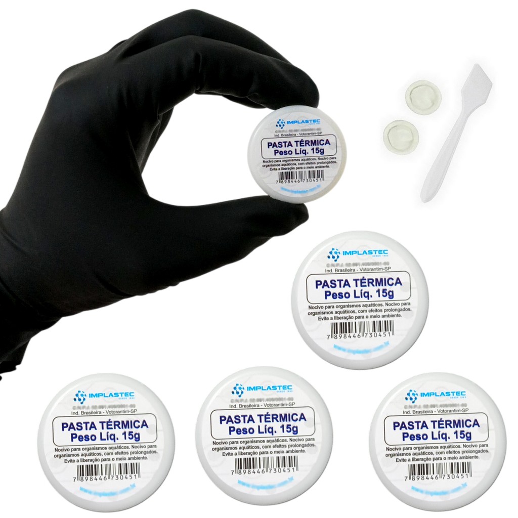 Kit 5 Pasta Térmica Implastec Pote 15g Processador Cpu Pc Dissipador ...