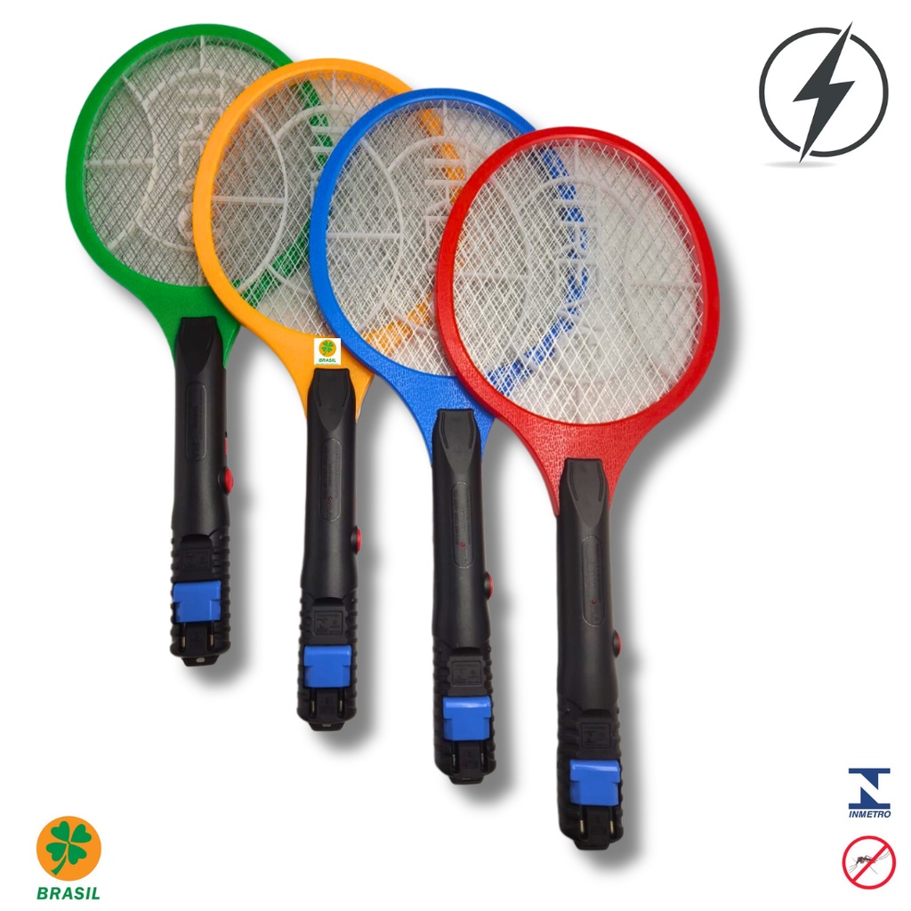 Raquete Recarregável Elétrica Mata Frita Mosquitos Moscas Insetos ...