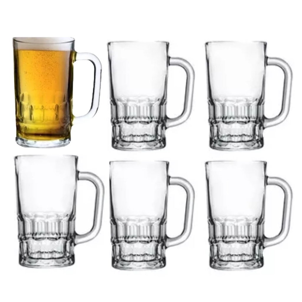 Kit 6 Canecas de Chopp e Cerveja Vidro 350 ml | Shopee Brasil