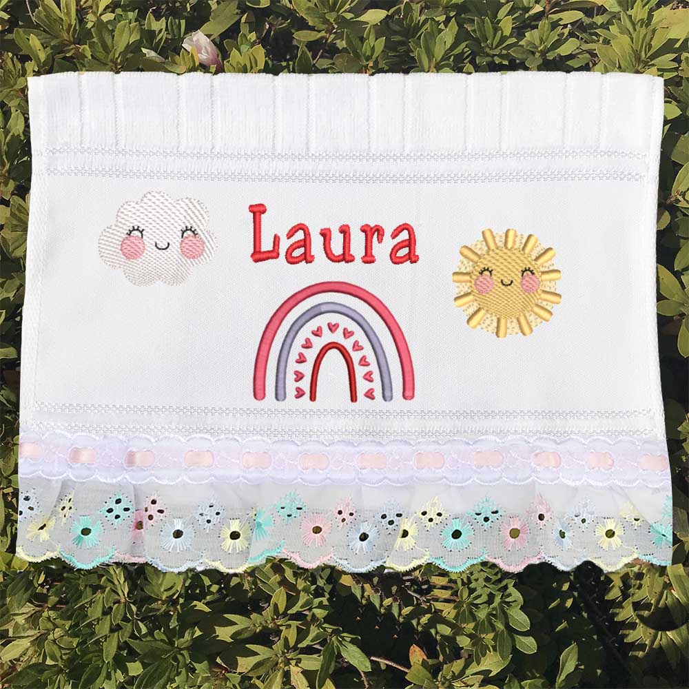 Toalha De Boca Arco Iris Boho Bordada Personalizada Com Nome Dohler ...