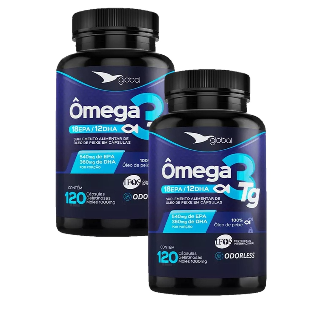 2x Ômega 3 TG -1.100mg-540mg Epa-360mg Dha- Global-120 Cáps | Shopee Brasil