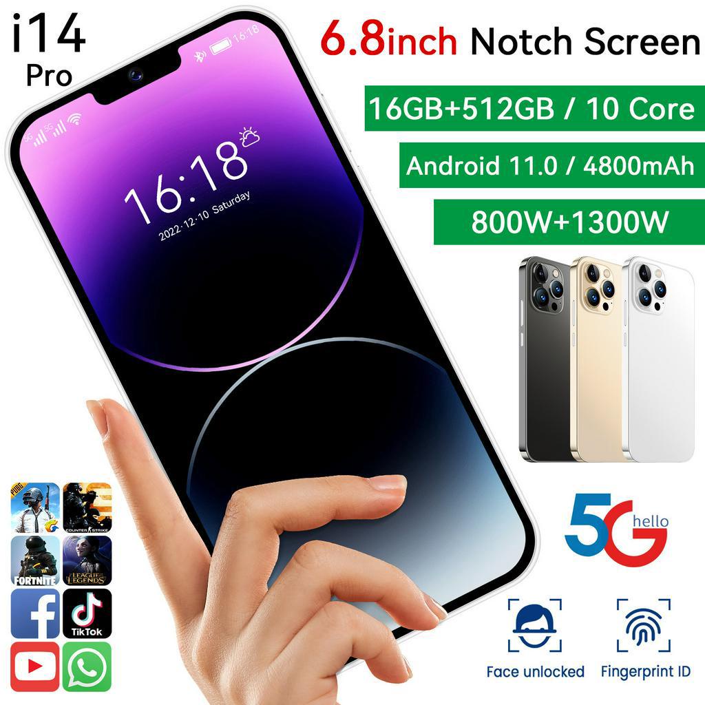 Telefone i14 pro max Celular 14 original 16GB + 1TB 6,8 Polegadas , Câmera HD Com Tela ...