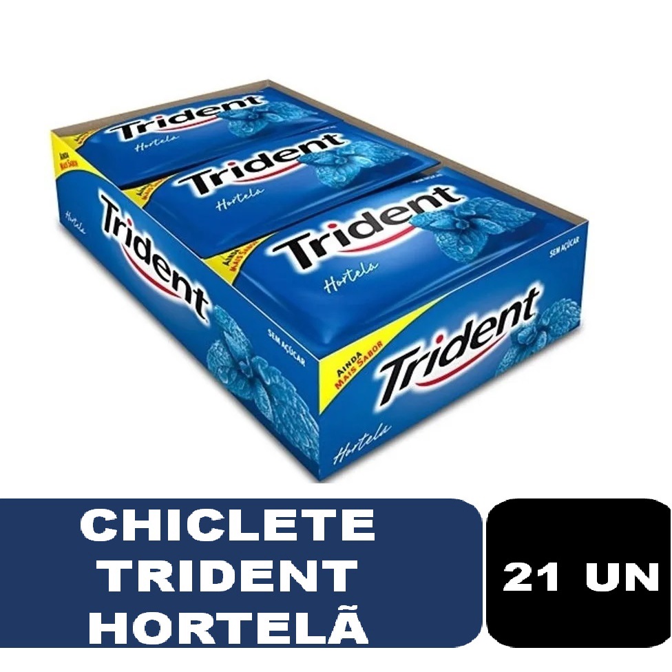 Display 168g (c/ 21un) Chiclete de Hortelã Trident 5un de 8g | Shopee ...