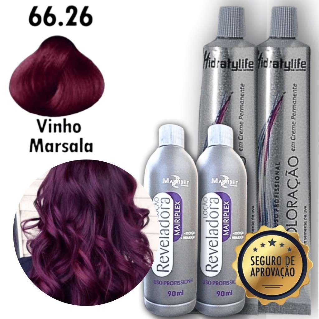 Tinta Marsala 2 Unidades + OX 20v 90ml Mairibel | Tom 66.26 Vinho ...