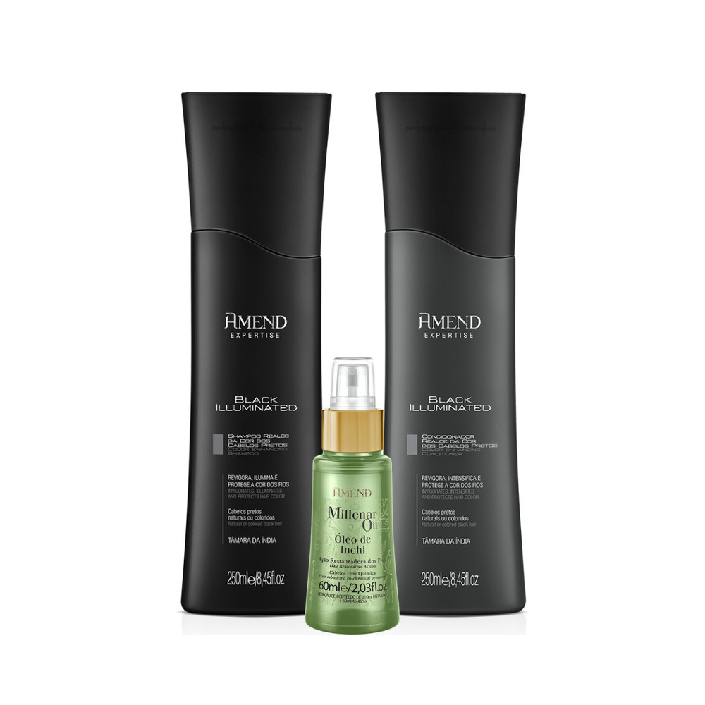 Amend Expertise Black Illuminated Sh 250ml + Cond 250ml + Millenar Oil ...