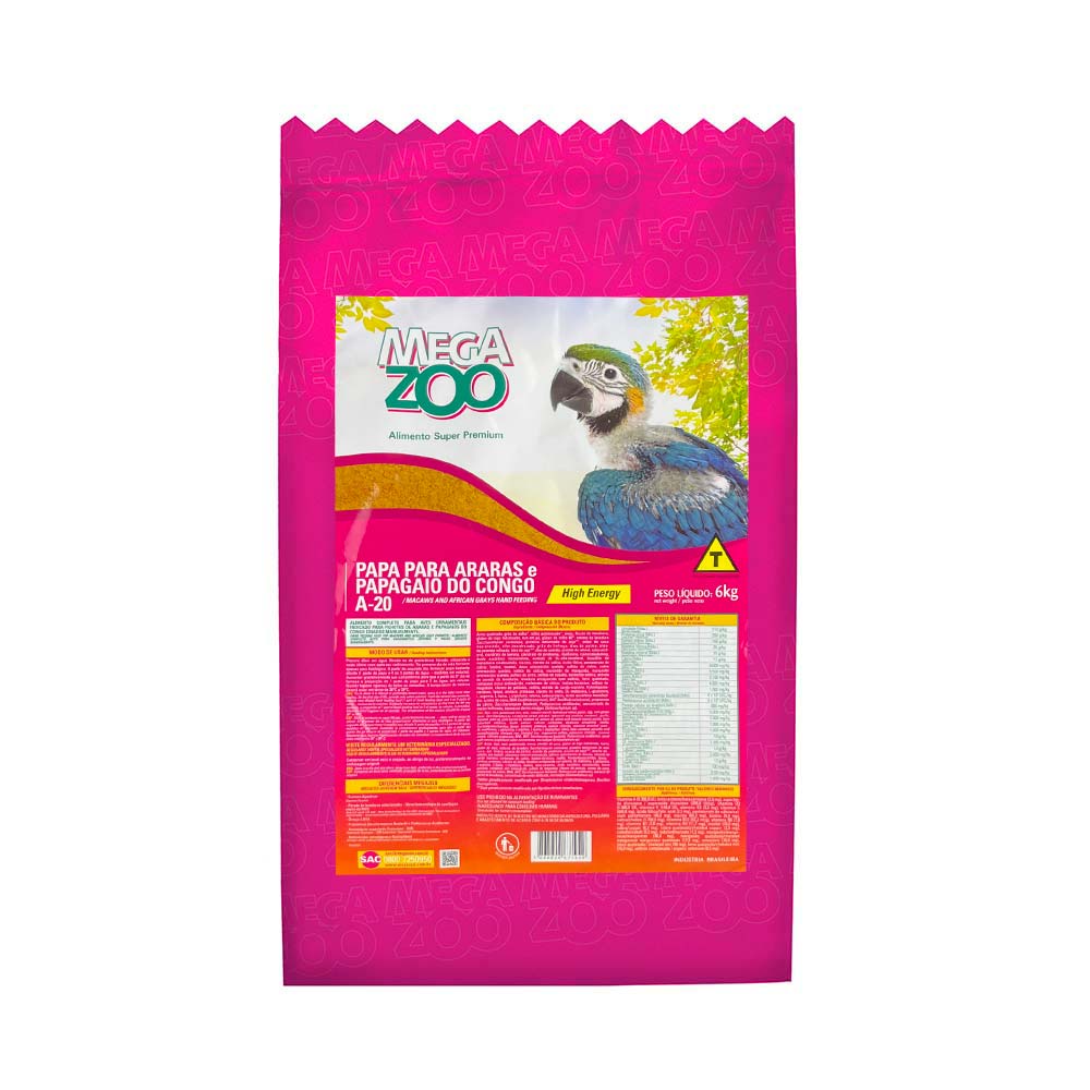 Megazoo A20 Papa Papinha Tratar Filhote de Arara Papagaio do Congo Cacatua Ecletus 6kg | Shopee ...