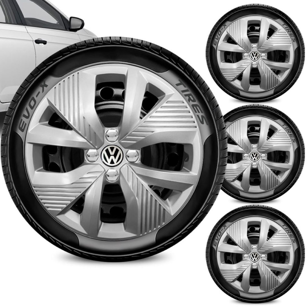Jogo 4 Calota VW Polo Track Modelo Universal Aro 15 Prata | Shopee Brasil