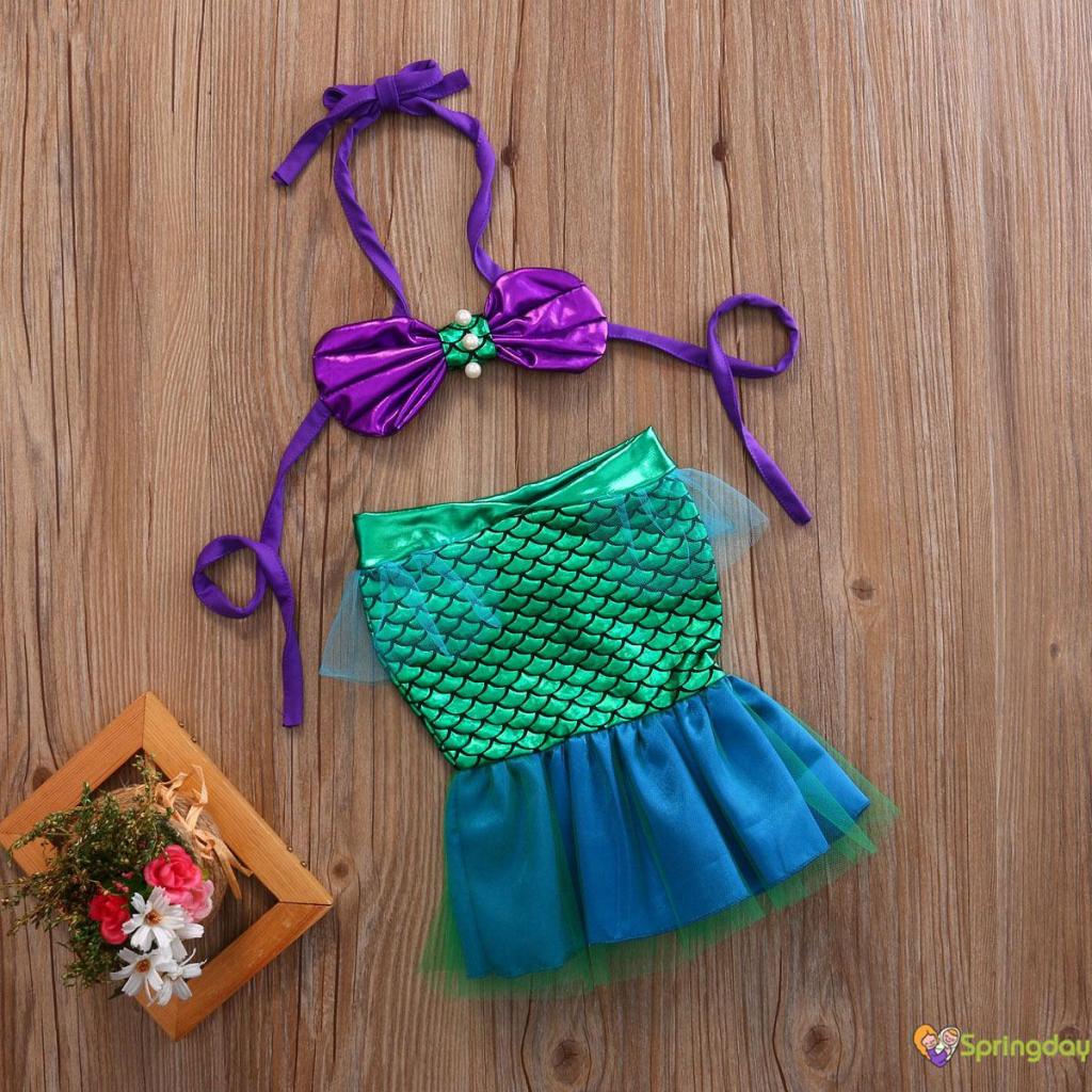 Bebê Meninas 2 Peças Maiô Halter Shell Pérola Top + Tule Patchwork Saia ...