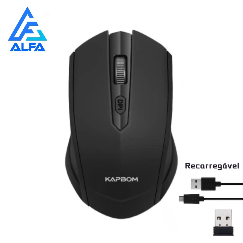 Mouse Sem Fio Recarregável 3200Dpi Para Notebook Pc 2.4Ghz KAPBOM Original | Shopee Brasil