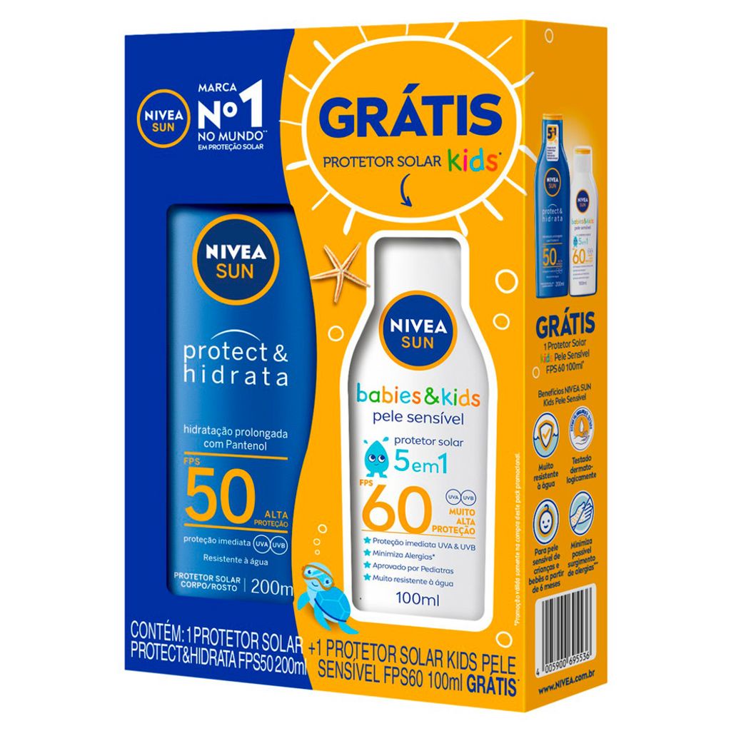 Protetor Solar Nivea Sun Protect & Hidrata FPS 50 Loção 200ml e Ganhe ...