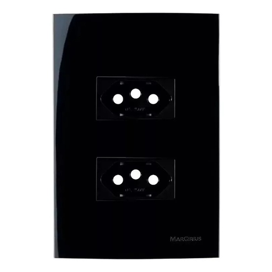 Tomada Dupla Preta 20A 2P+T com Placa 4x2'' Sleek Ebony Margirius | Shopee Brasil