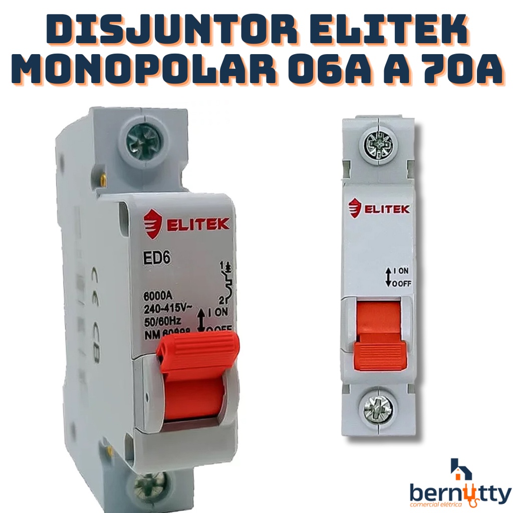 Disjuntor Monopolar Elitek 6A, 10A, 16A, 20A, 25A, 32A, 40A, 50A , 63A, 70A | Shopee Brasil