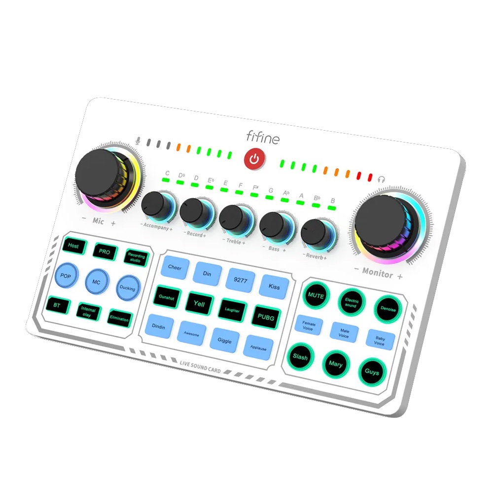 Mixer de Som Fifine Sc6 Streaming Áudio Profissional Branco | Shopee Brasil