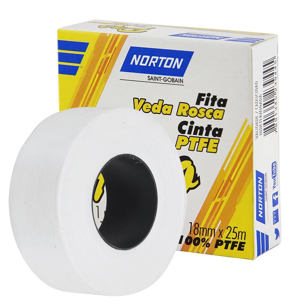 Fita Veda Rosca Pro 18Mmx25 Metros Manual Norton | Shopee Brasil