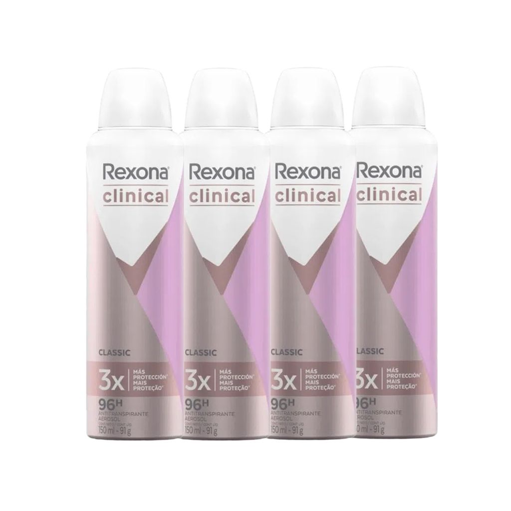 Kit Desodorante Antitranspirante Aerosol Rexona Clinical Classic 91g ...