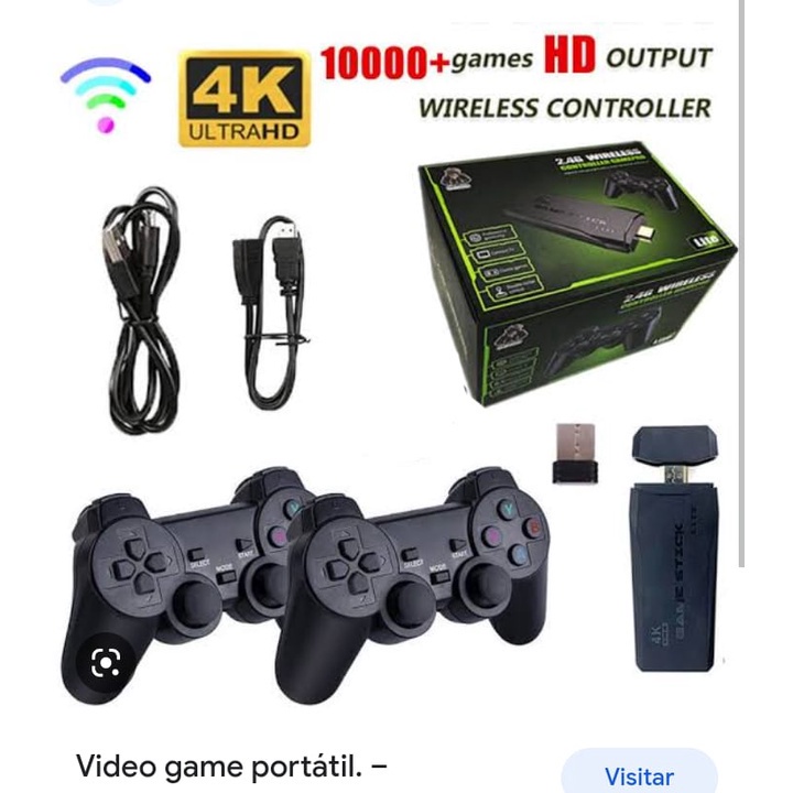 Controller Gamepad Stick 4k De Videogame Para Tv Com + 10 Mil Jogs ...