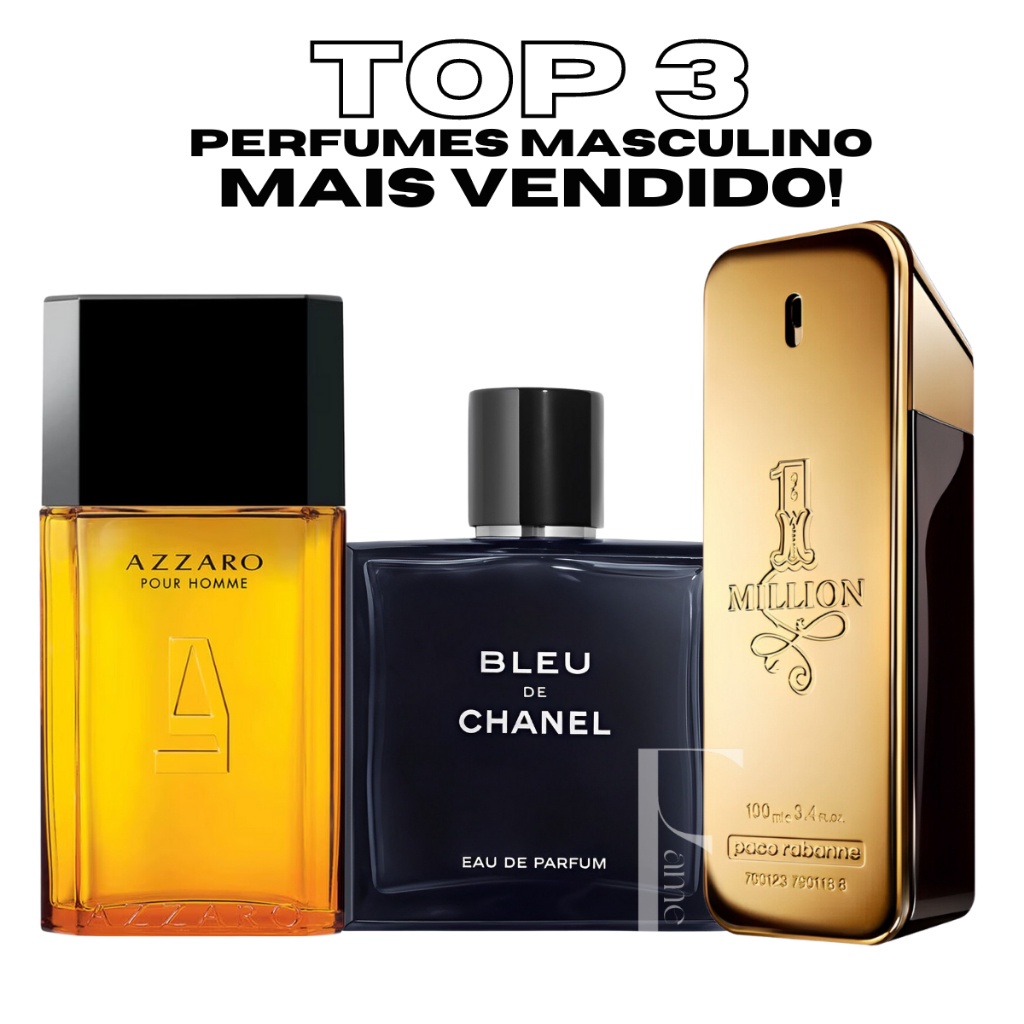 Top 3 Perfumes Mais Vendidos - Azarro - Bleu de Chnel - 1 Million cada ...