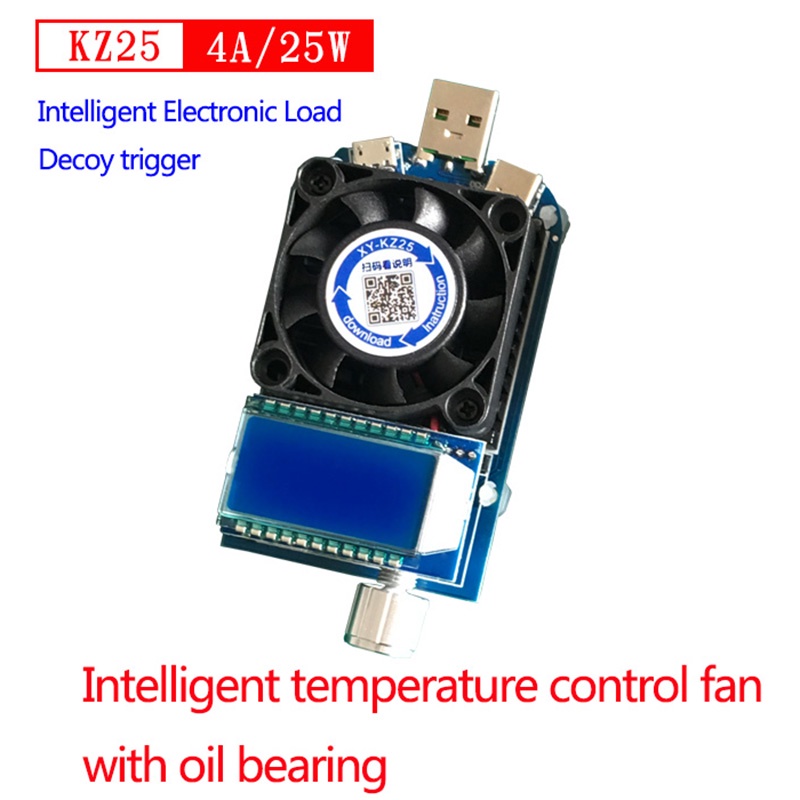 KZ25 DC4-25V Carga Eletrônica De Corrente Constante 25W USB Tipo C QC2.0/3.0 AFC FCP Aciona ...