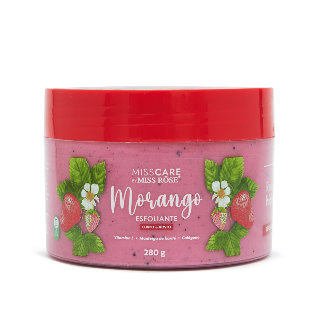 Esfoliante Corpo e Rosto Morango Miss Rôse 280g | Shopee Brasil