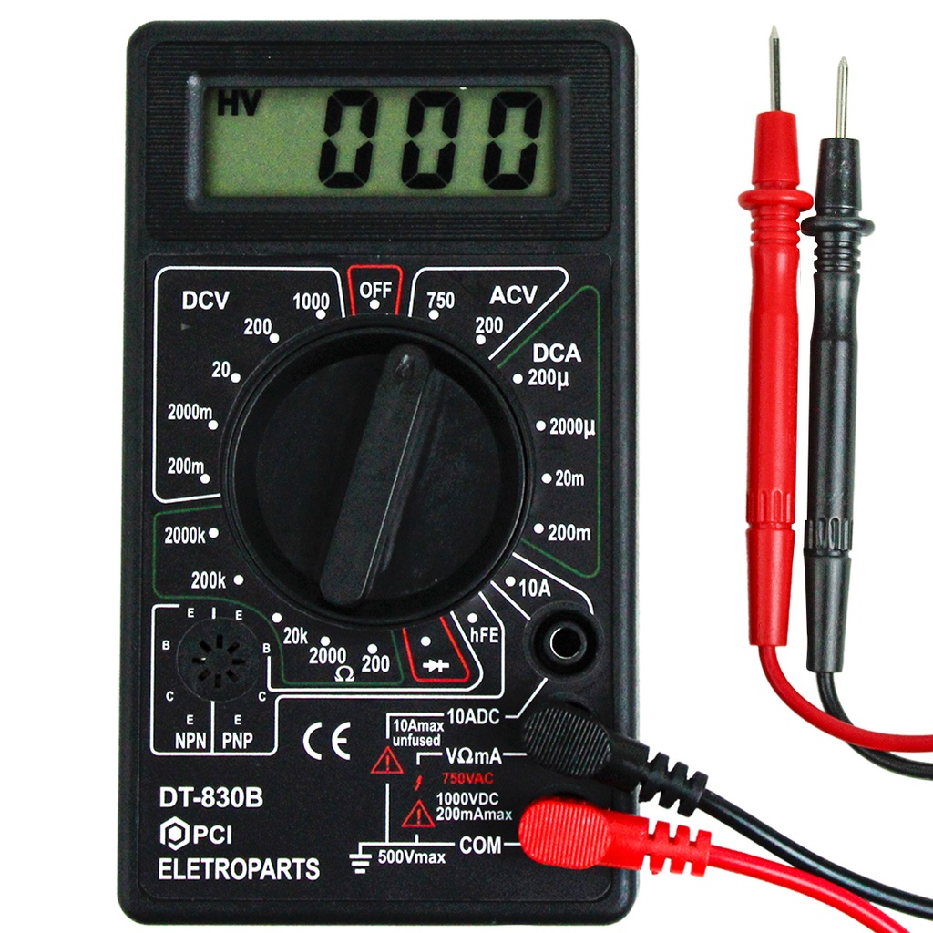 Multímetro Digital Portátil Profissional + Bateria DT-830B P | Shopee ...