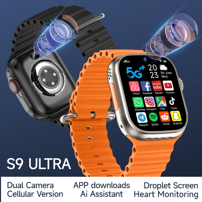 S9 Ultra Smart Watch Com Slot Para Cart o SIM GS37 4G C mera Dupla De