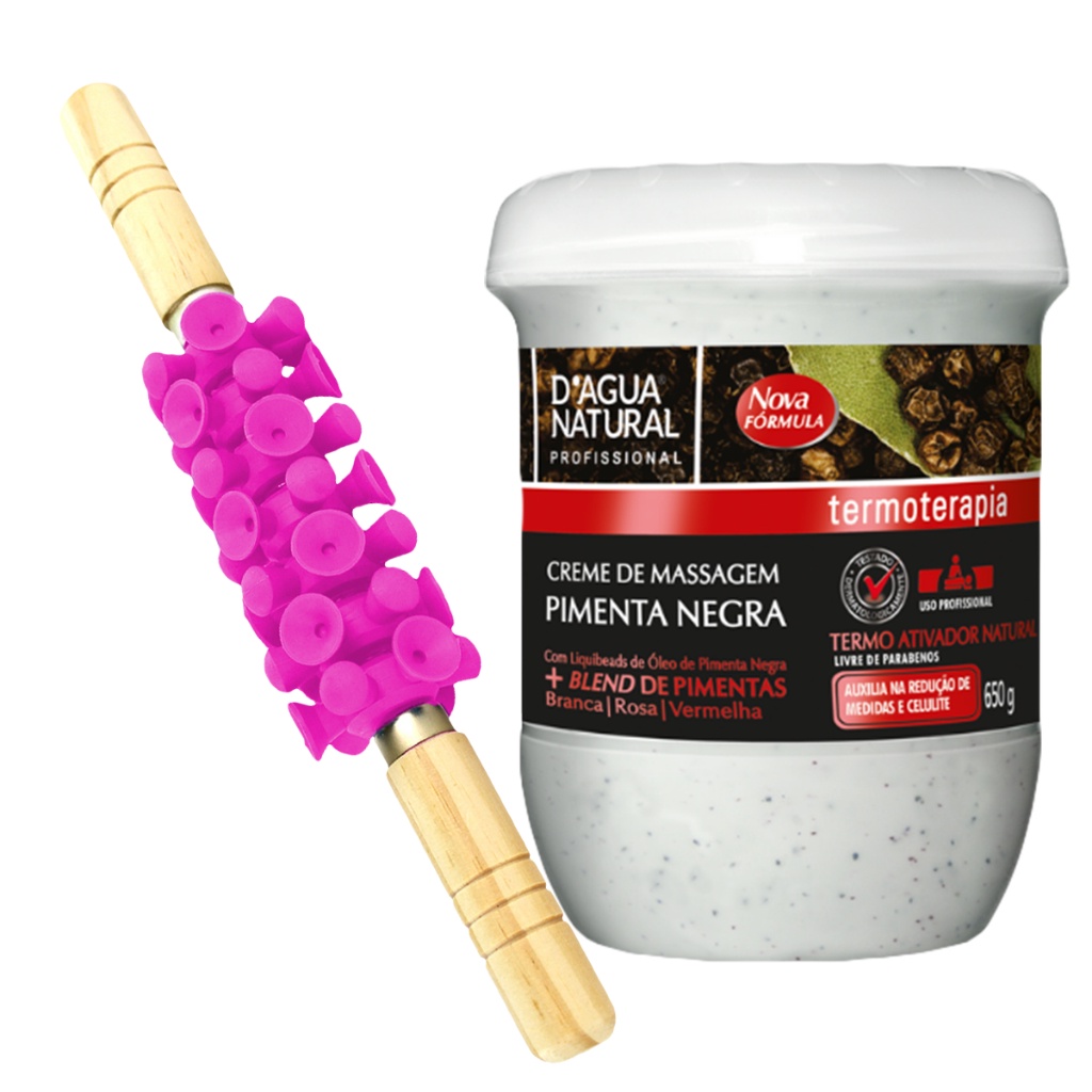 Kit Rolo Massagem Turbinada + Creme Pimenta Negra 650g | Shopee Brasil