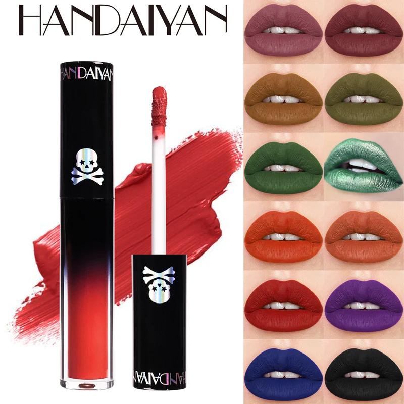 Novo HANDAIYAN Sexy Black Matte Batom Líquido Preto Brilho Labial ...