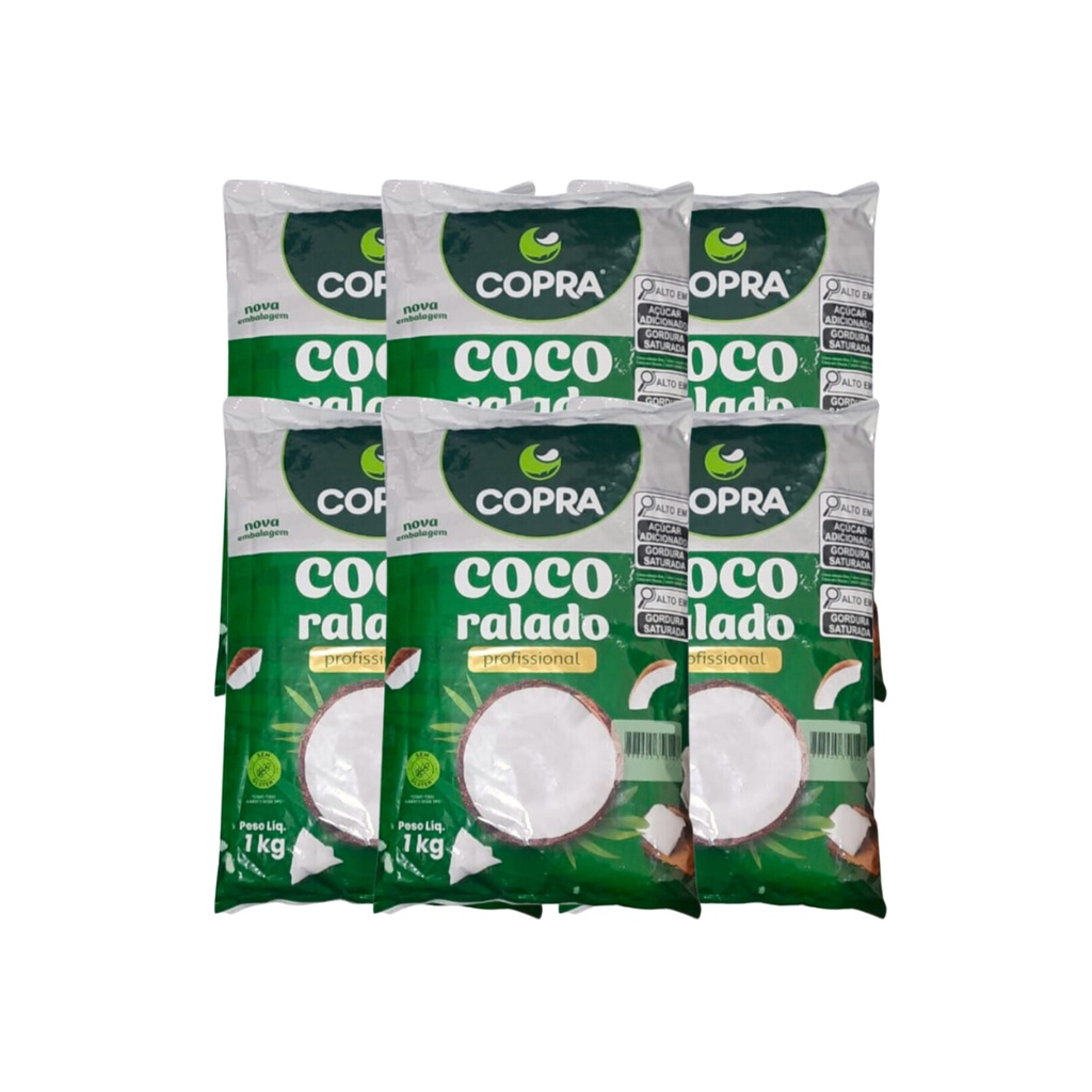 KIT COCO RALADO PROFISSIONAL FLOCOS PADRÃO 1KG C/ 6 - COPRA | Shopee Brasil