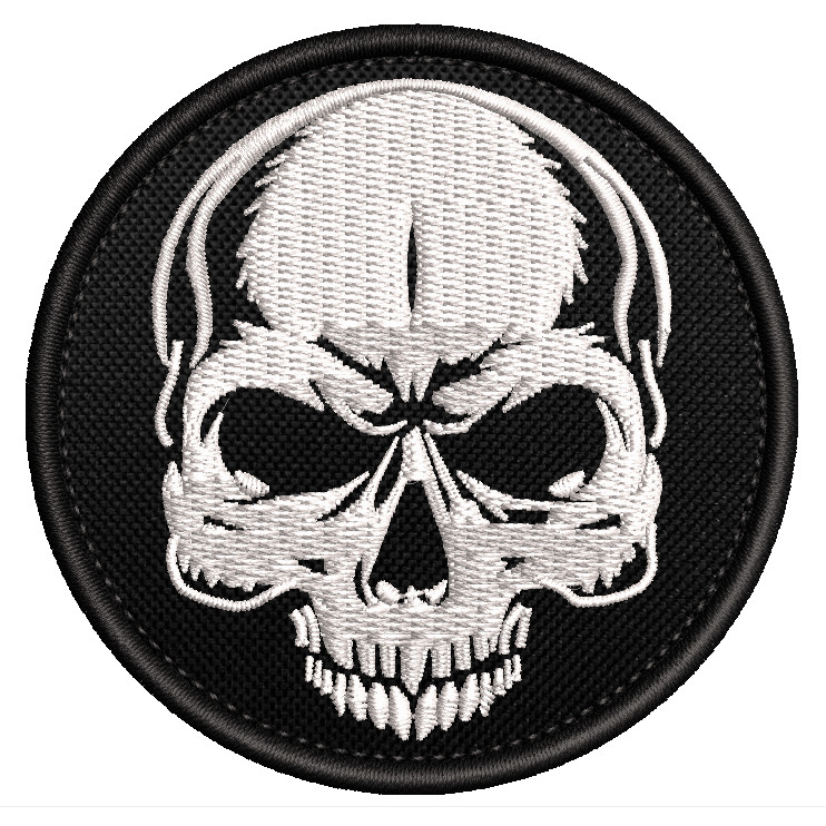 Patch Bordado Skull Caveira 7cm - Faz a Boa!
