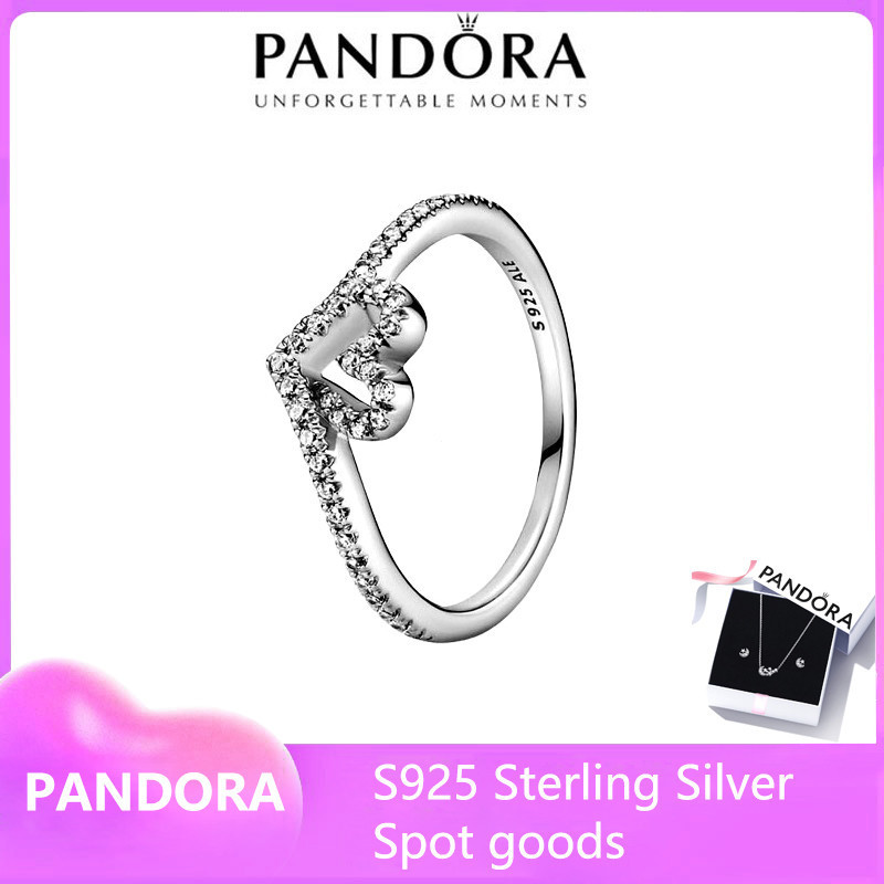 Pandora 100% Autêntico Prata S925 [ 199302 c01] Anel Transparente de ...