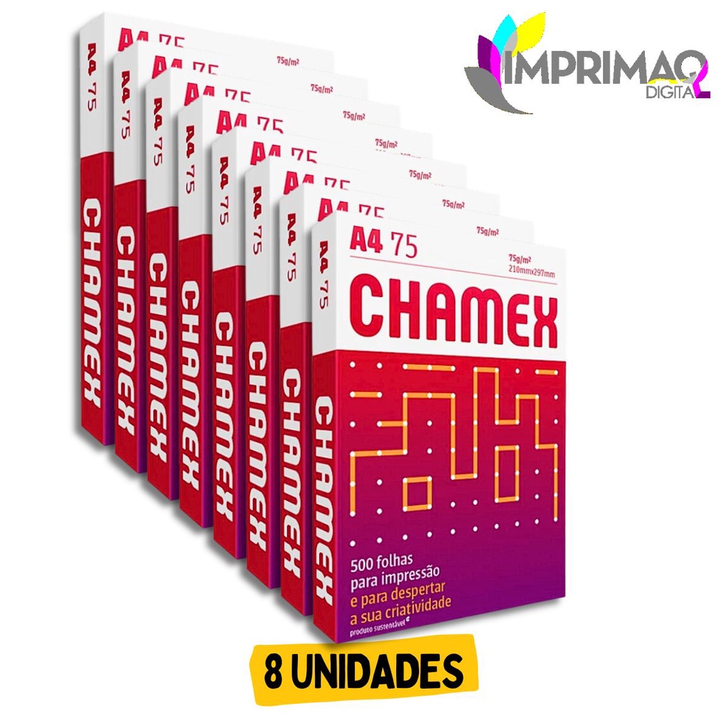Papel A4 Chamex Com 4000 Folhas Sulfite 75g Original 8 pact | Shopee Brasil